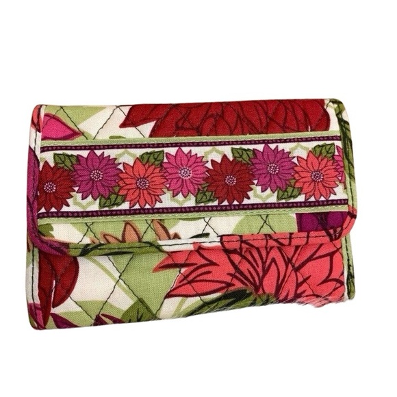 Vera Bradley | Bags | Vera Bradley Quilted Cotton Trifold Euro Wallet Hello Dahlia Extra Cc ...